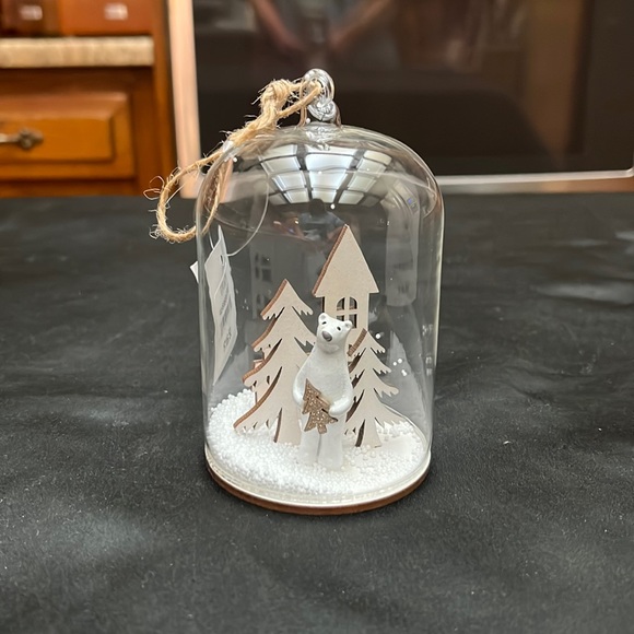 Arty | Holiday | Glass Holiday Globe With Polar Bear Wooden Houses And ...